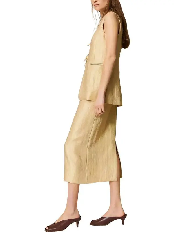 TWINSET Slit Midi Skirt - Neutrals