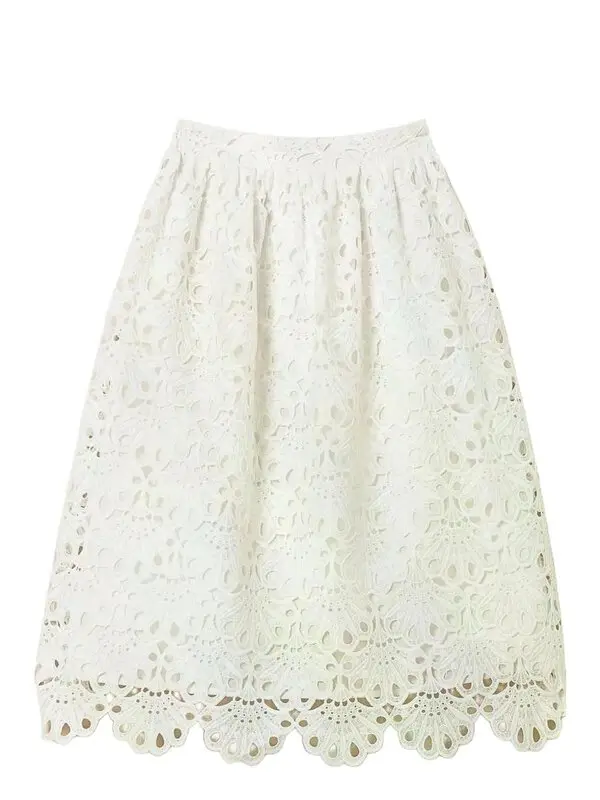 TWINSET Woven Midi Skirt - White