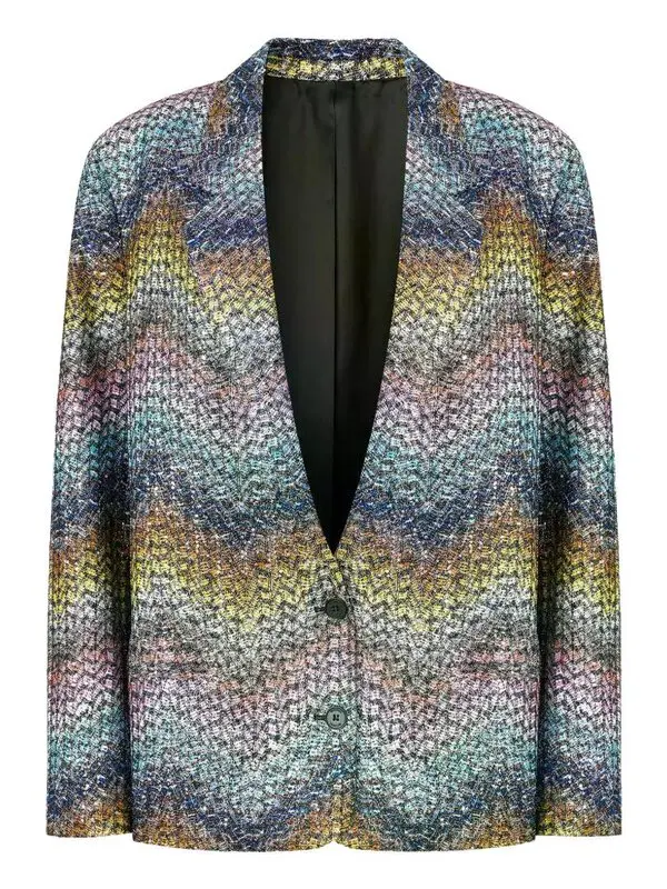 Missoni Zigzag-pattern Single-breasted Blazer - Blue
