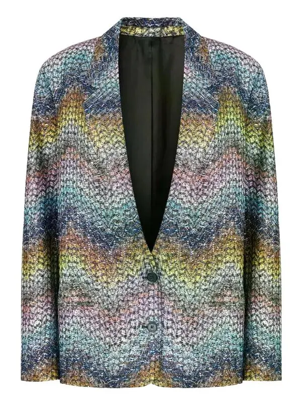 Missoni Zigzag-pattern Single-breasted Blazer - Blue
