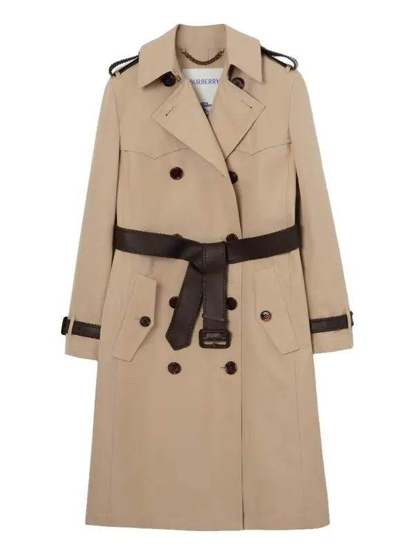 Burberry Long Silk Cotton Foxfield Trench Coat - Oatmeal Beige
