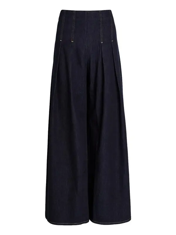 Alice + Olivia Pleated Wide-leg Trousers - Denim