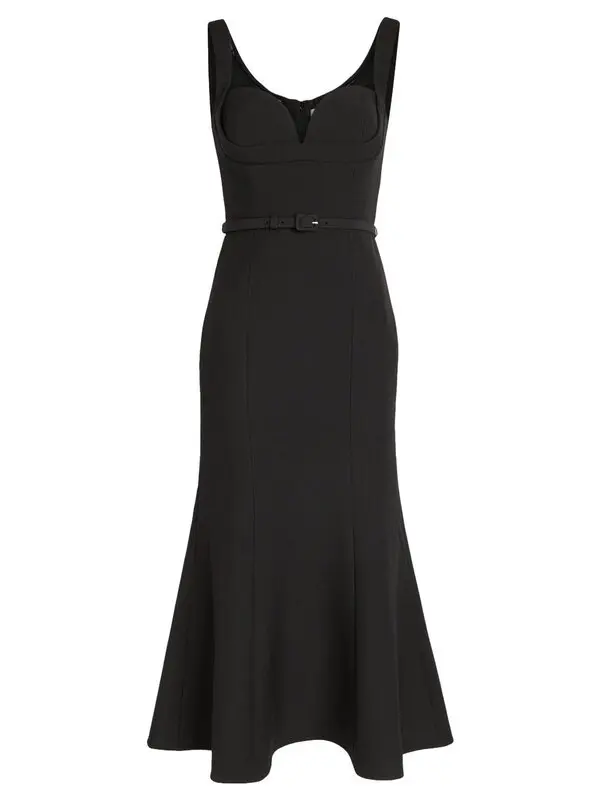 Roland Mouret Belted Crepe Midi Dress - Black