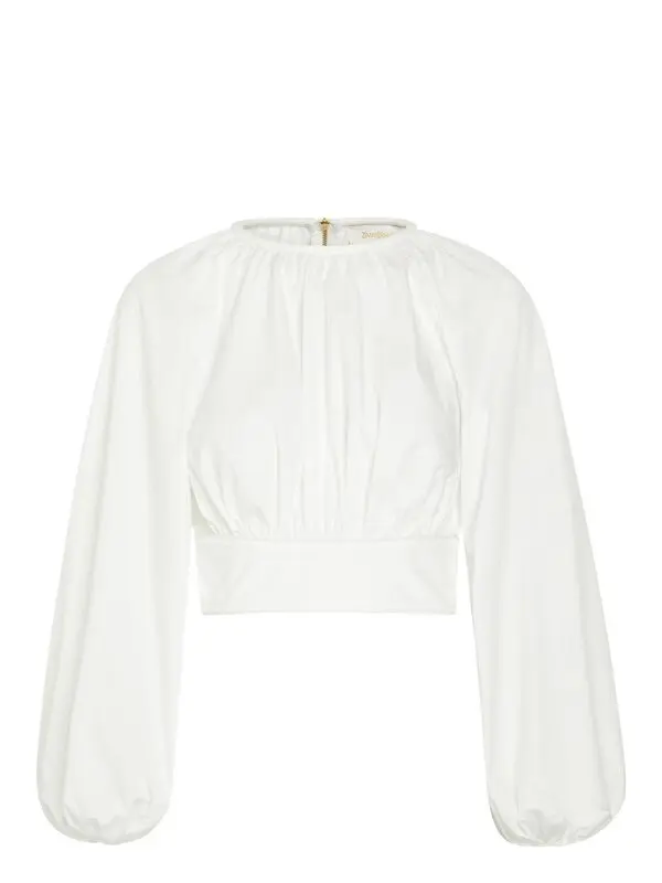 Zimmermann Billow Gathered Cotton-poplin Cropped Top - Ivory