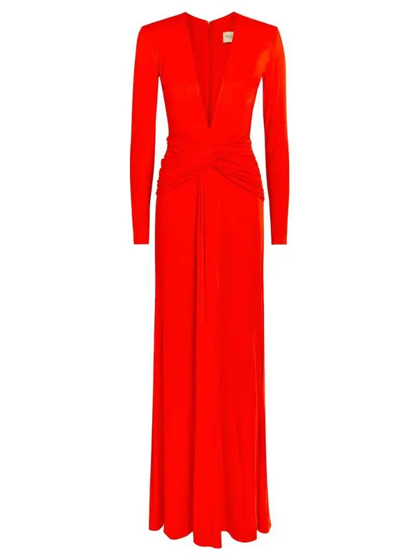 THE NEW ARRIVALS ILKYAZ OZEL Ruched Stretch-jersey Gown - Red