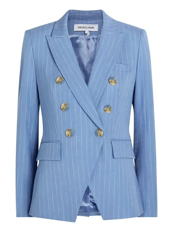 Veronica Beard Miller Dickey Pinstriped Crepe Blazer - Blue