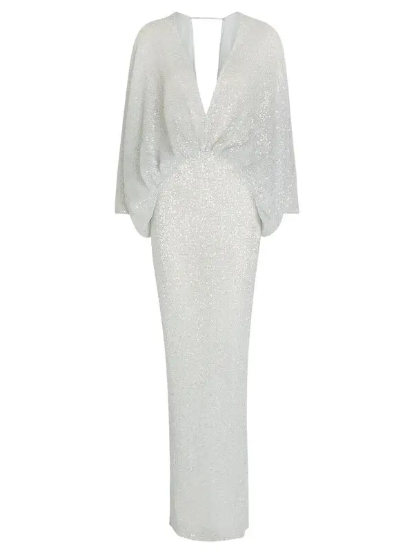 L'IDEE Paradiso Sequin-embellished Gown - White
