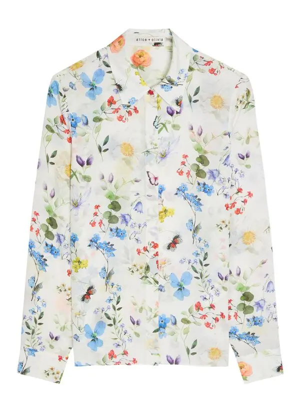 Alice + Olivia Floral Print Silk Shirt - Multicoloured