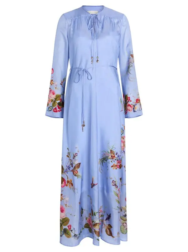 Zimmermann Floral-print Silk Maxi Dress - Blue