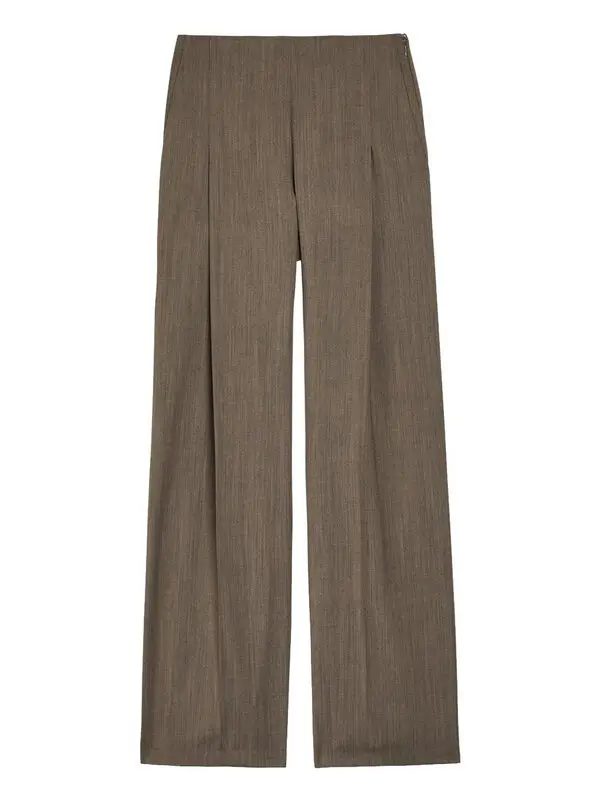 Emporio Armani Wide-leg Wool-blend Trousers - Taupe
