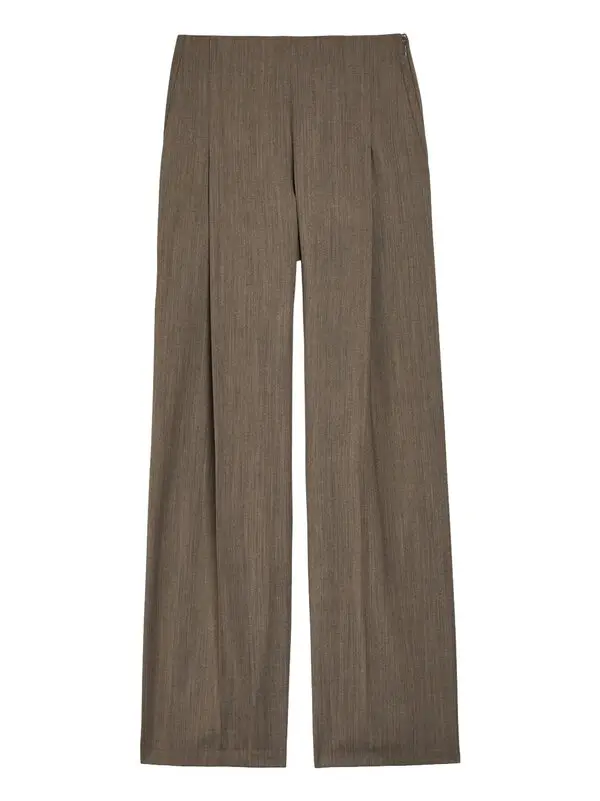 Emporio Armani Wide-leg Wool-blend Trousers - Taupe