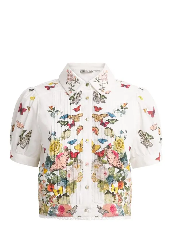Alice + Olivia Cotton Floral Rosie Shirt - Ivory