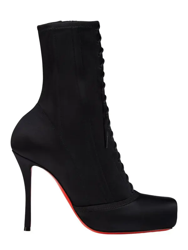 CHRISTIAN LOUBOUTIN Pavlova 100 Leather-satin Boots - Black