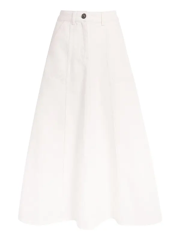ME+EM Denim A-line Midi Skirt - White