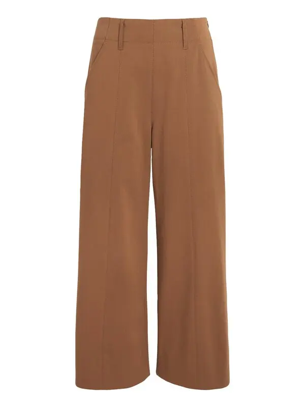 ME+EM Cotton-blend Cropped Wide-leg Trousers - Brown