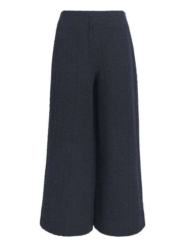 ME+EM Cotton-blend Textured Cropped Trousers - Navy