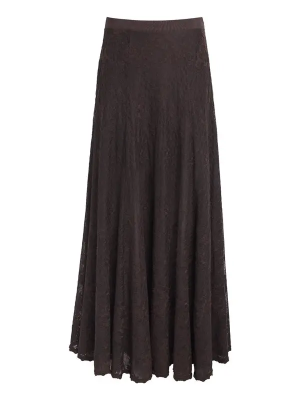 ME+EM Lace Maxi Skirt - Brown
