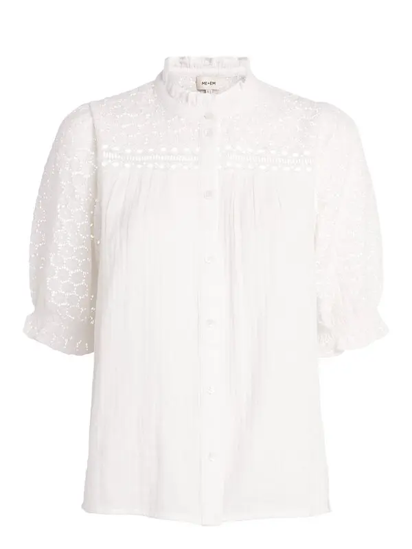 ME+EM Cotton Cheesecloth Blouse - White