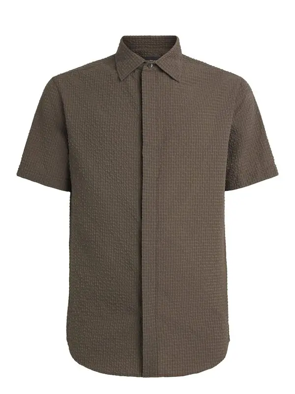 Emporio Armani Seersucker Short-sleeve Shirt - Brown