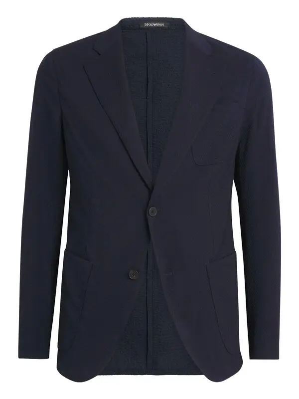 Emporio Armani Virgin Wool-blend Blazer - Blue