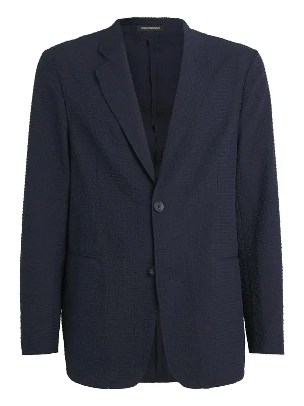 Emporio Armani Seersucker Single-breasted Blazer - Blue