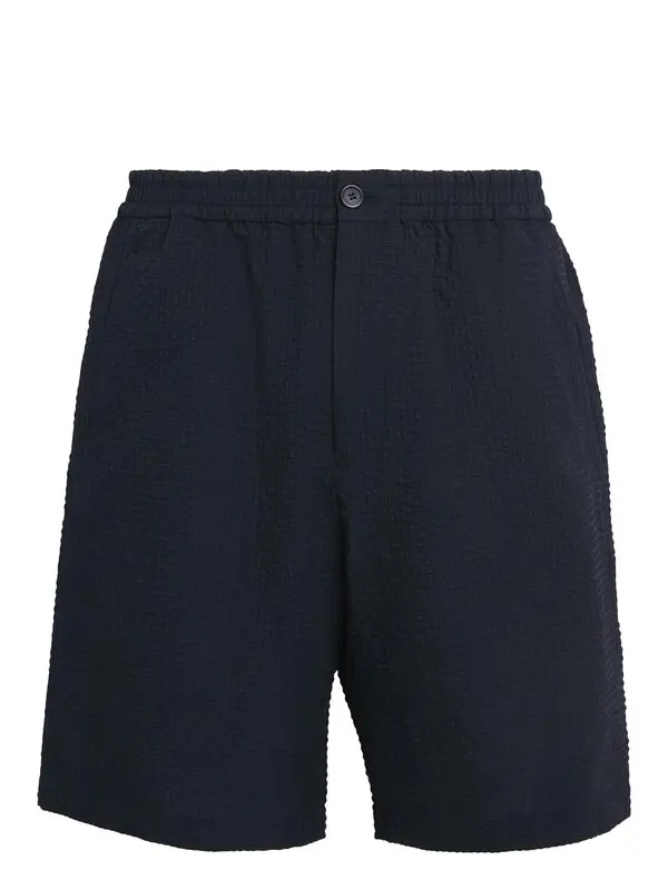 Emporio Armani Icon Collection Seersucker Bermuda Shorts - Blue