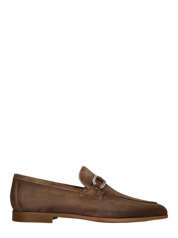 Magnanni Suede Side-buckle Loafers - Beige