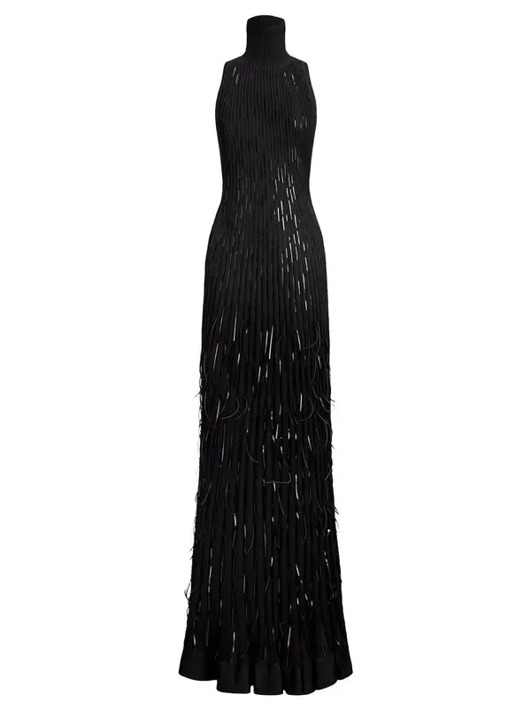 Ralph Lauren Mulberry Silk Embellished Maxi Dress - Black