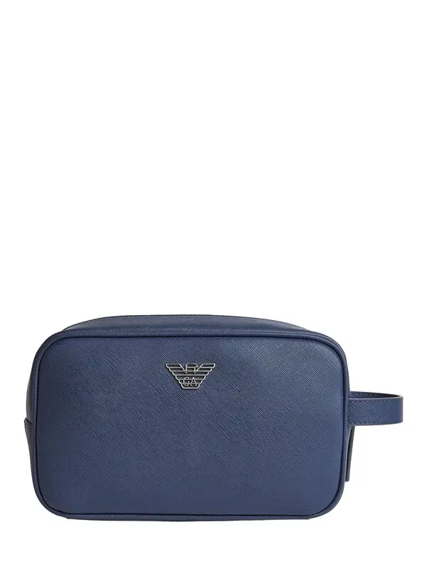 Emporio Armani Regenerated Saffiano Eagle Wash Bag - Blue