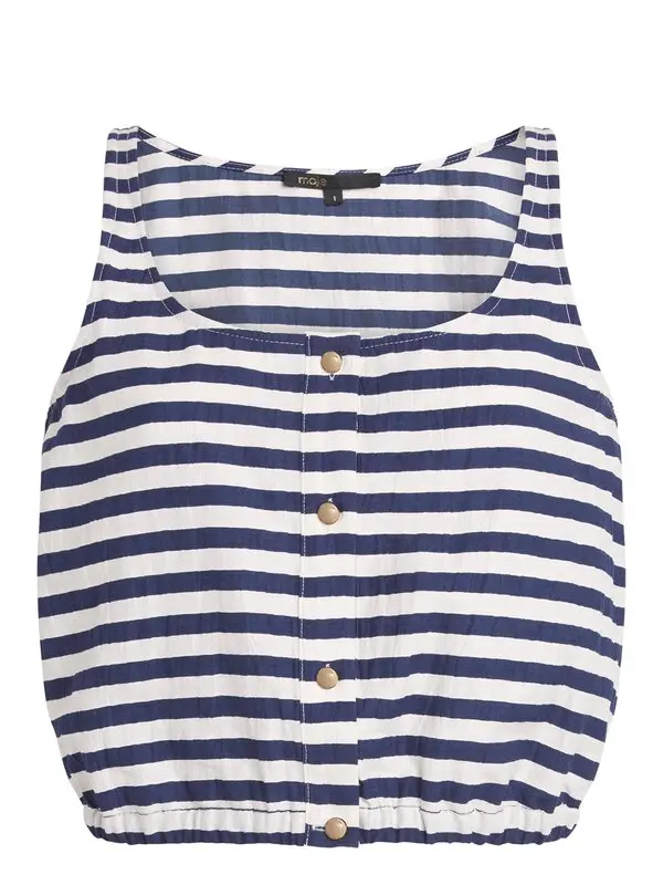 Maje Breton Stripe Tank Top - White