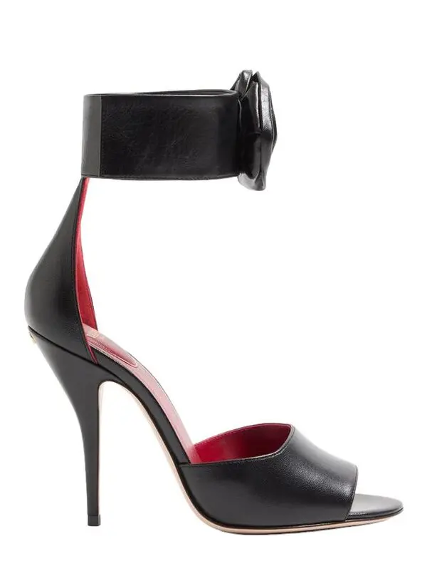 Valentino Garavani Drip Rose Kidskin Sandals With Crystals - Black