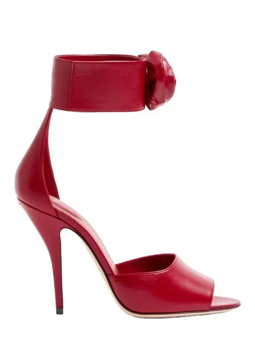 Valentino Garavani Drip Rose Kidskin Sandals With Crystals - Red