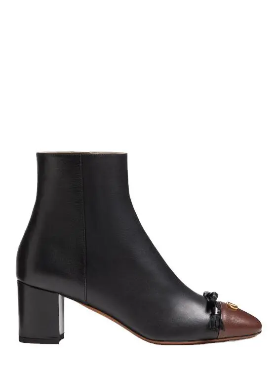 Valentino Garavani Valet Du Roi Leather Ankle Boots - Black/coffe