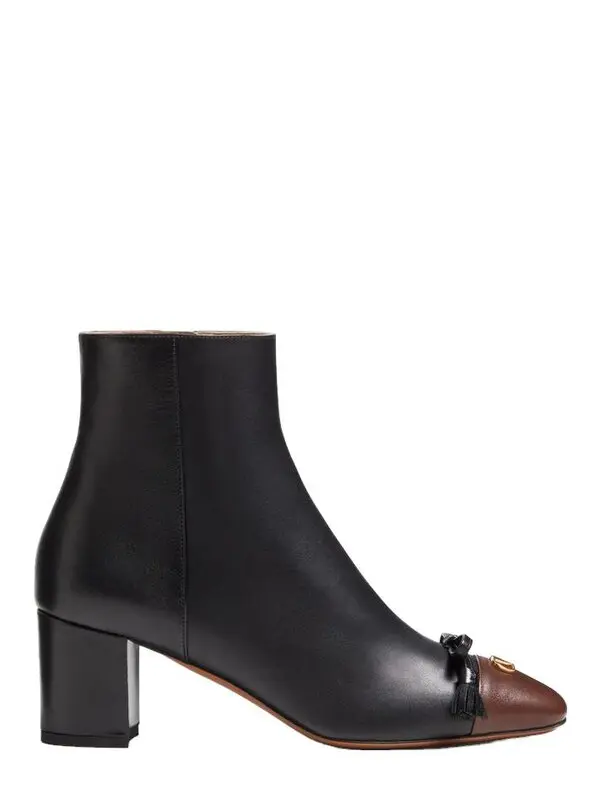 Valentino Garavani Valet Du Roi Leather Ankle Boots - Black/coffe