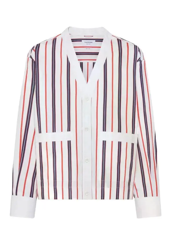 Thom Browne Repp Striped Poplin Shirt - White