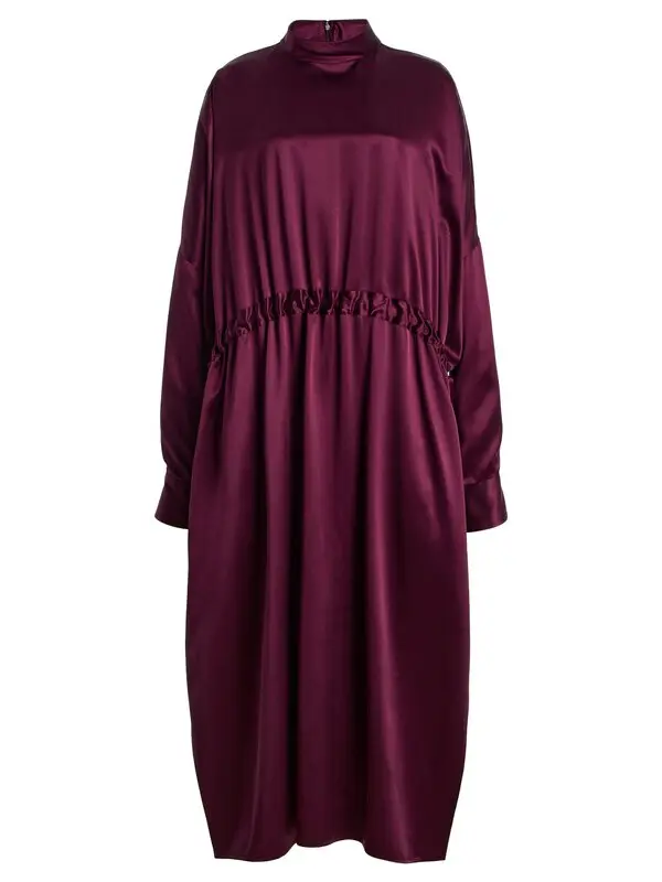 KATE HUNDLEY Kimono Sleeve Silk Midi Dress - Berry