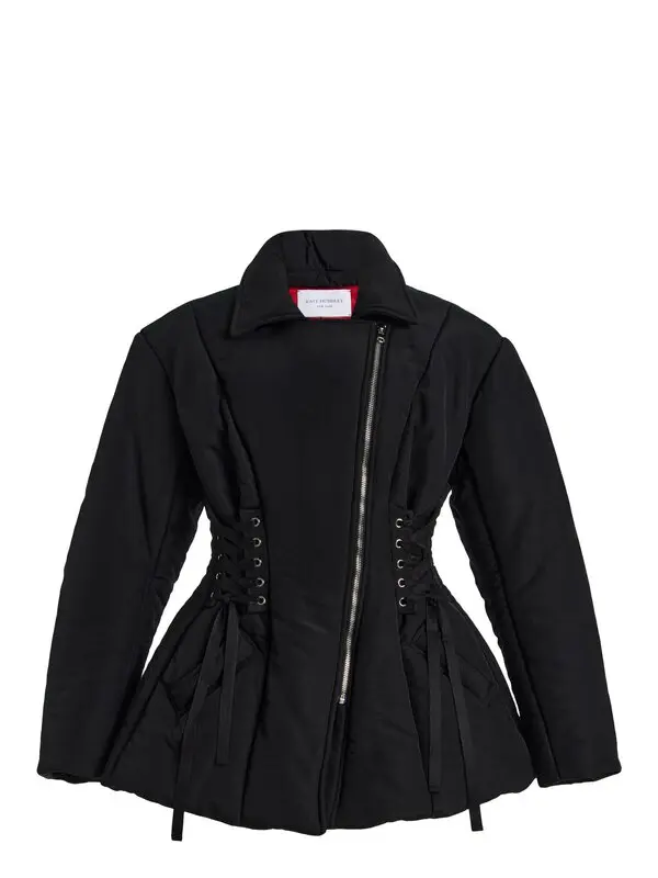 KATE HUNDLEY Lace-up Hourglass Puffer Jacket - Black