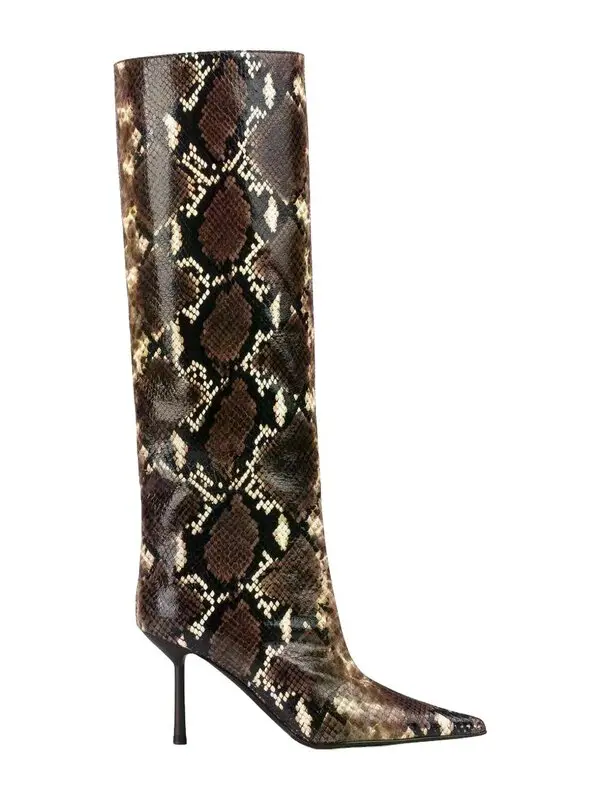 LE SILLA Bella Python-print Boots - Brown