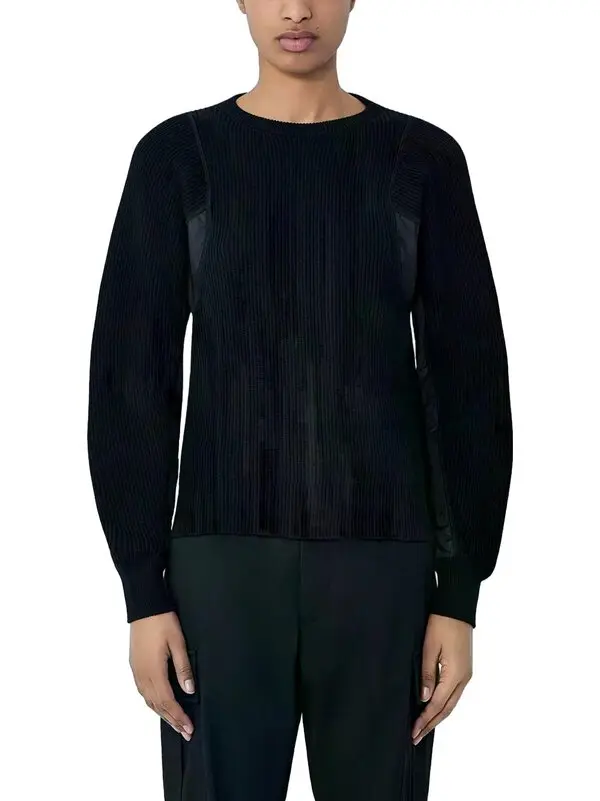 Moncler Ribbed Contrast-panel Sweater - Black