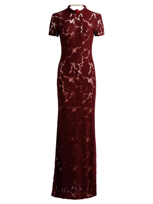 Silvia Tcherassi Rochelle Lace Maxi Dress - Burgundy