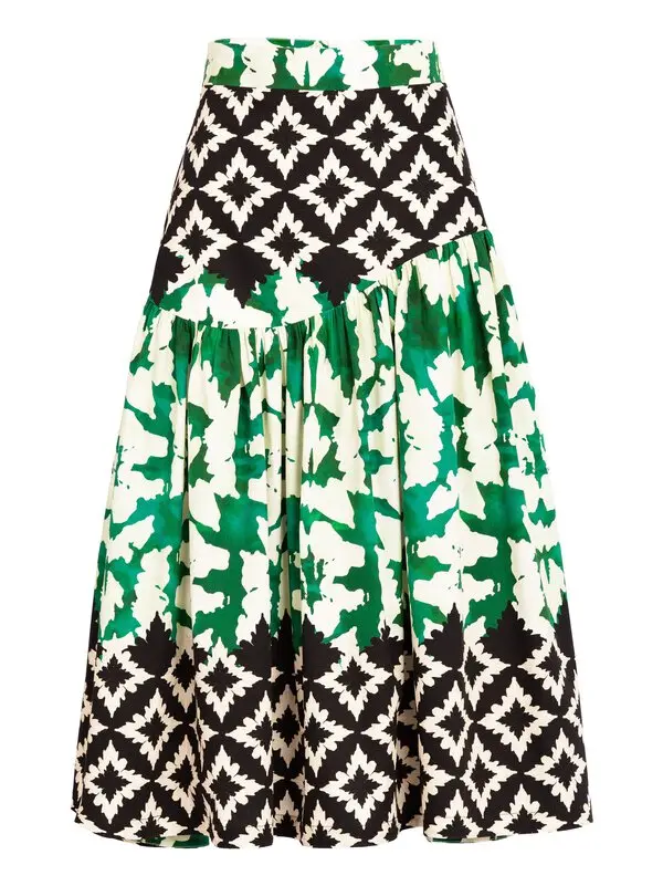 Silvia Tcherassi Libby Cotton Midi Skirt - Print