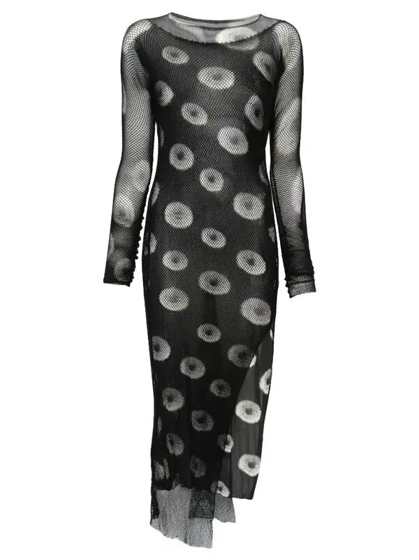 Yohji Yamamoto Long-sleeve Midi Dress - Black