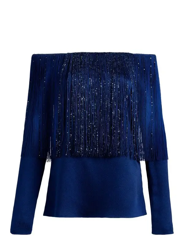Silvia Tcherassi Belinda Fringed Blouse - Navy