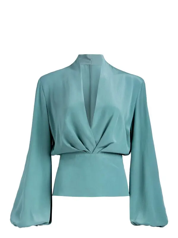 Silvia Tcherassi Delfina Silk Wrap Blouse - Blue