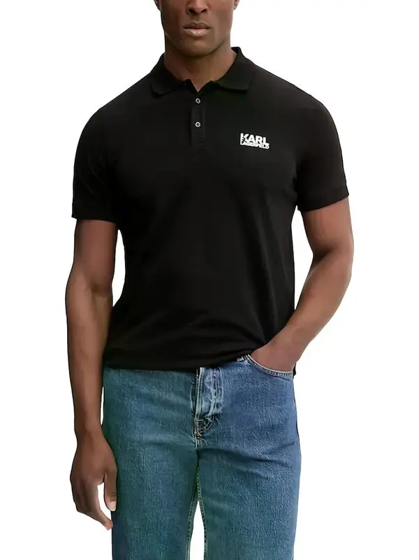 Karl Lagerfeld Logo Polo Shirt - Black