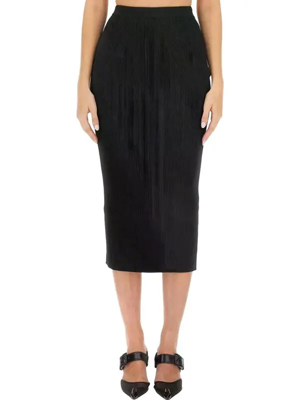 Alexander McQueen Knitted Pencil Midi Skirt - Black