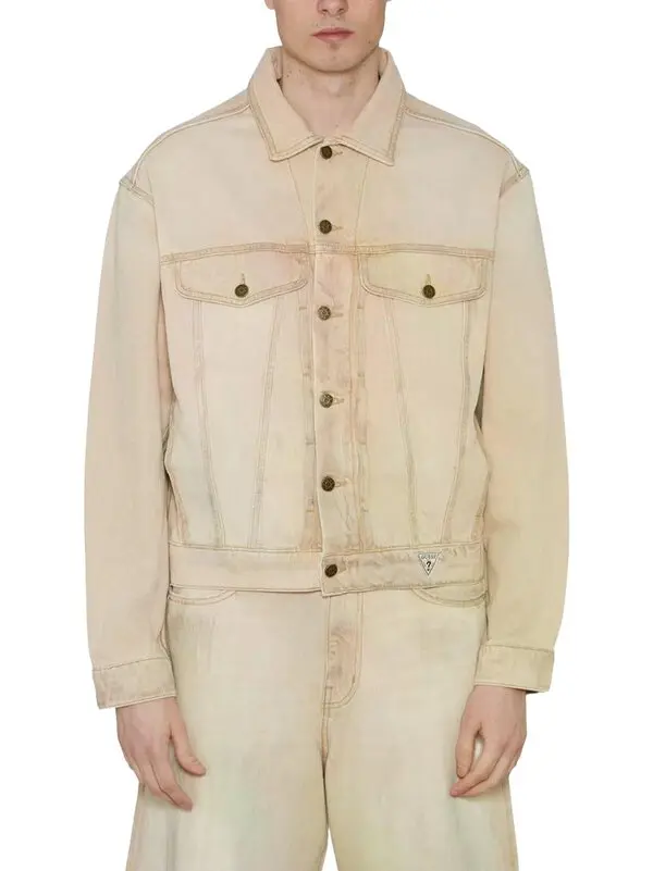 Guess Buttoned Denim Jacket - Neutrals