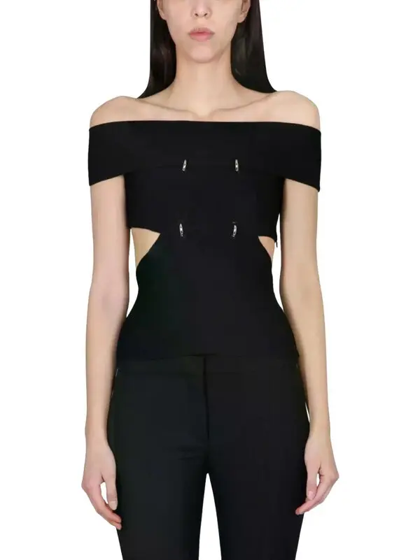 Alexander McQueen Off-shoulder Top - Black