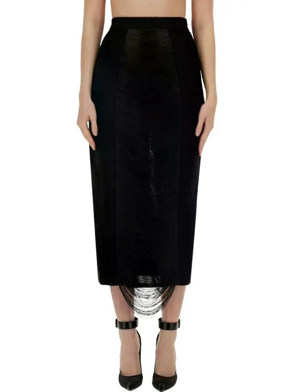 Alexander McQueen Fringed-detail Midi Skirt - Black