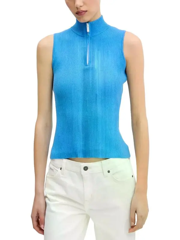 Karl Lagerfeld Ribbed Knit Top - Blue